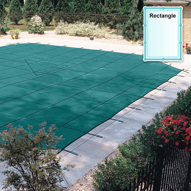 16 x 36 Foot Rectangle Deluxe Mesh Swimming Pool Safety Cover - Green ...