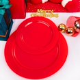 150-Piece Red Plastic Dinnerware Set - Disposable Plates, Salad Plates ...