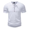 cllios Plain Henley Shirts for Men Short Sleeve Button up Shirt ...