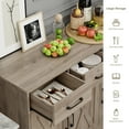 Homfa 42.5'' Kitchen Buffet Sideboard, 3 Drawers, Barn Doors, Adjustable Shelf, Wash Gray ...