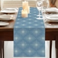 Blue Dotted Lines Burlap Cotton Table Runner 14x72 Inches Long ...