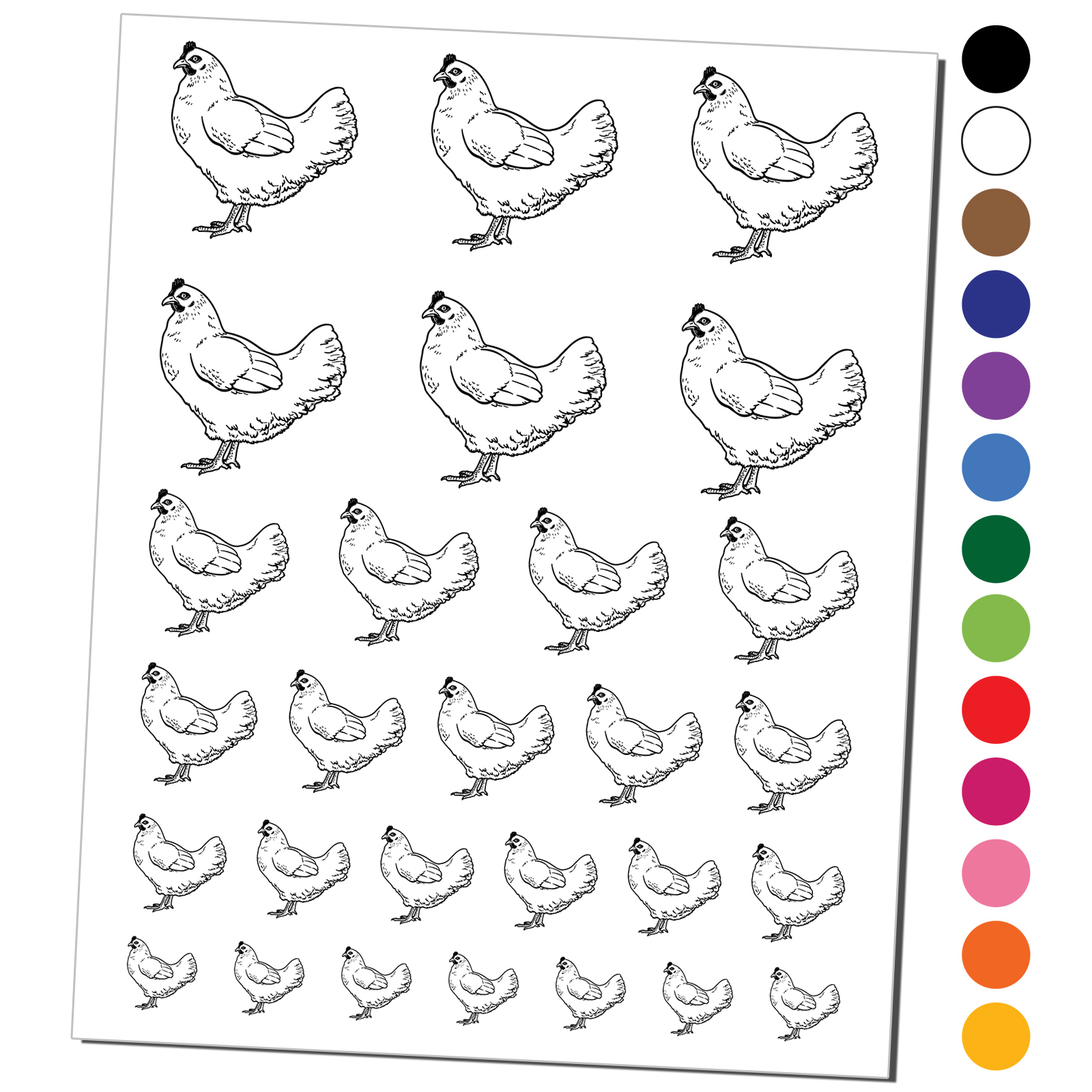 Watchful Hen Facing Left Chicken Water Resistant Temporary Tattoo Set ...