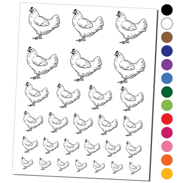 Watchful Hen Facing Left Chicken Water Resistant Temporary Tattoo Set ...