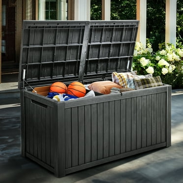 Uforic 230 Gallon Large Wicker Deck Box,Waterproof Outdoor Toy Storage ...