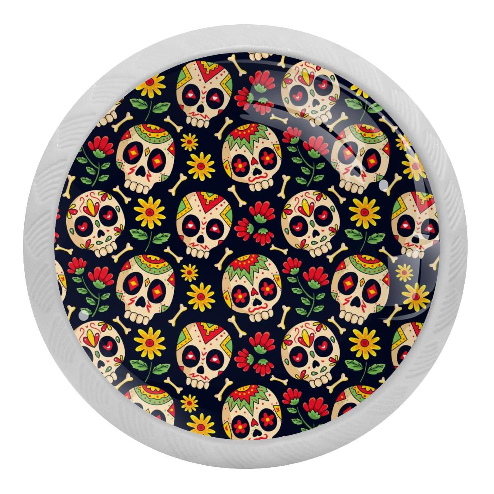 4PCS Round Skull Cabinet Fluorescence Knob Glowing in the Dark ...