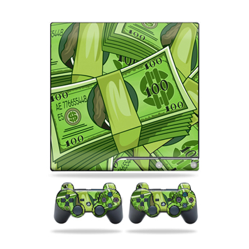 Skin Decal Compatible With Sony Playstation 3 PS3 Slim + 2 controllers ...