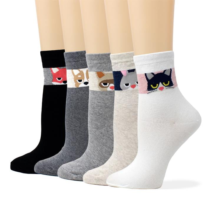 LIVEBEAR Women's 4/5 pack Cute Stalking Animals Funny Novelty Crew ...