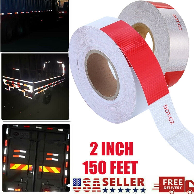 2 PCS 2" 150ft Vehicle Trailer Reflective Warning Safety Tape Fim ...