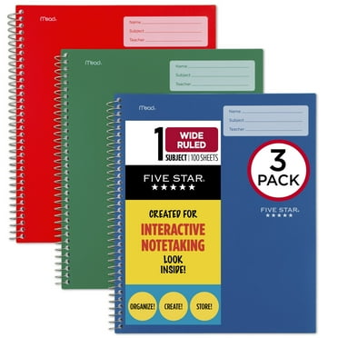 Five Star 1 Subject College Ruled Interactive Notebook, Color Choice ...