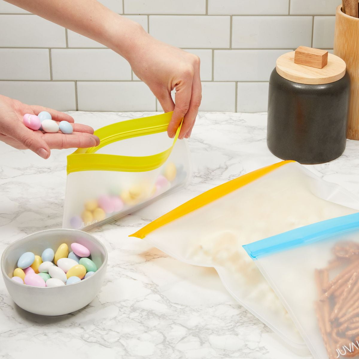Buy 21 Pack Food Storage Zipper Sandwich Bags, Reusable Top Zip Baggies ...