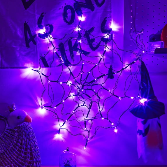 DYstyle Spider Web Net Light LED Halloween Spider Net Lights Battery ...
