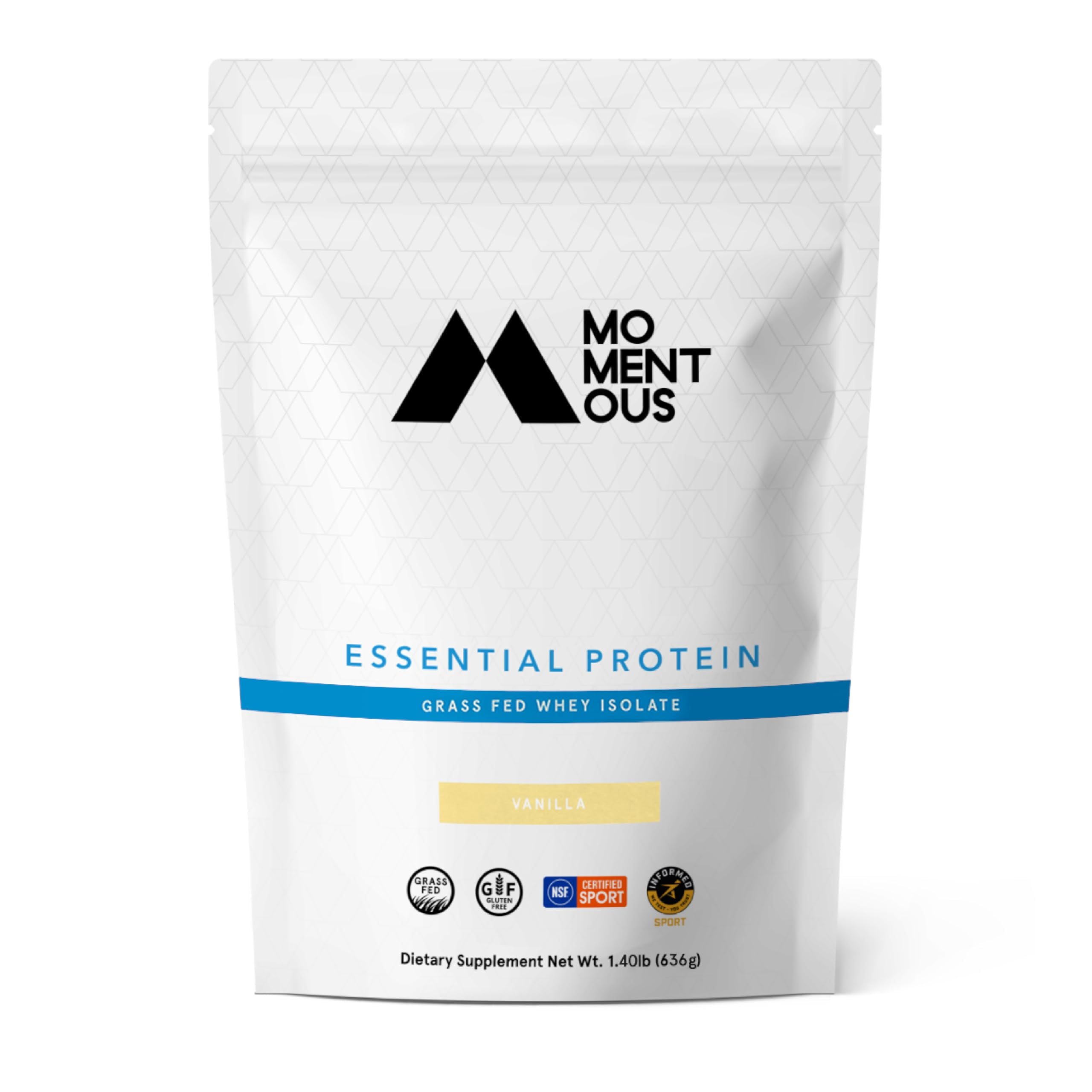 Momentous Essential Grass-Fed Whey Protein Powder - 20g Whey Isolate ...