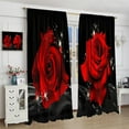 Red Rose Curtains, Romantic 3D Rose for The Bedroom Living Room Kitchen ...