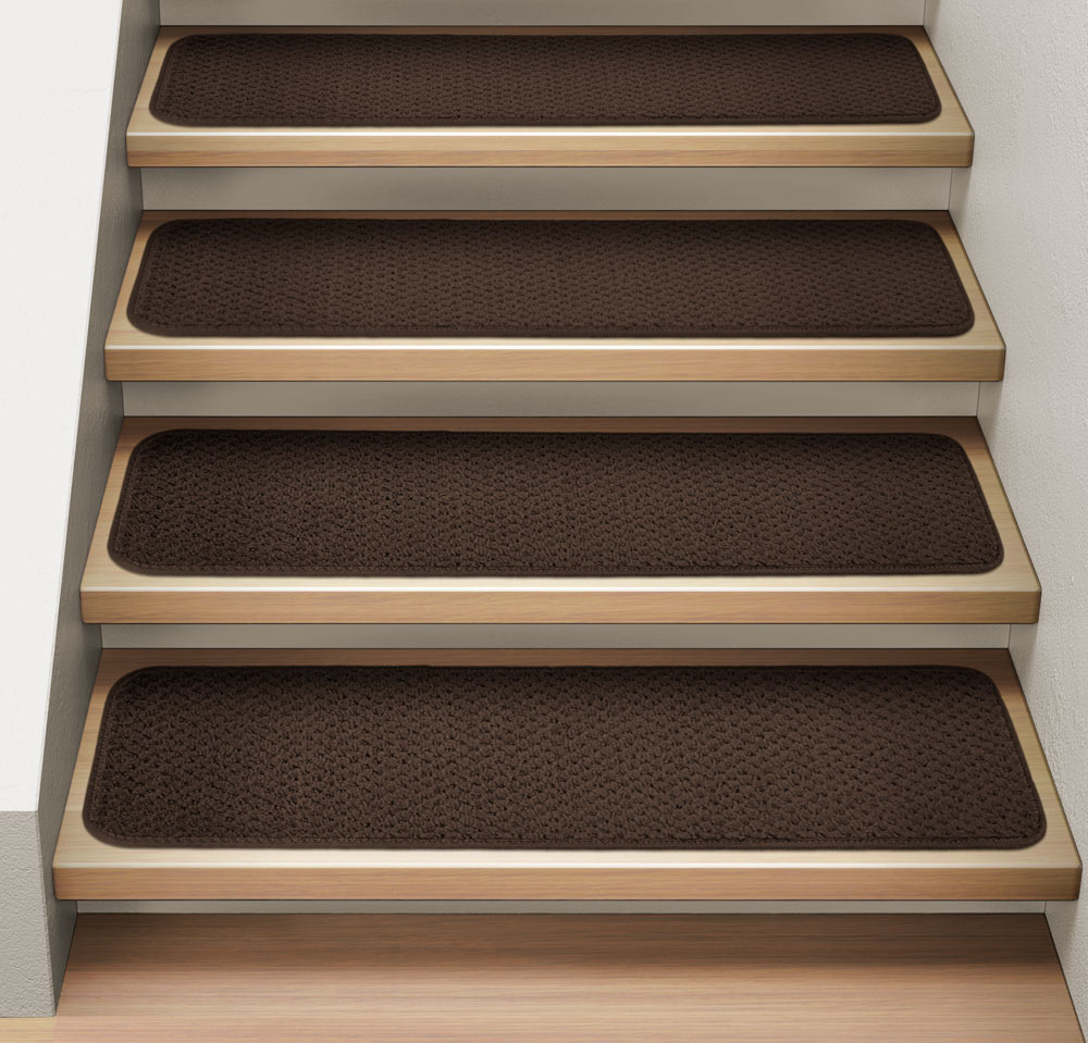 Set Of 15 Attachable Indoor Carpet Stair Treads Chocolate Brown 9 Set Of 15 Attachable Indoor Carpet Stair Treads Chocolate Brown 9