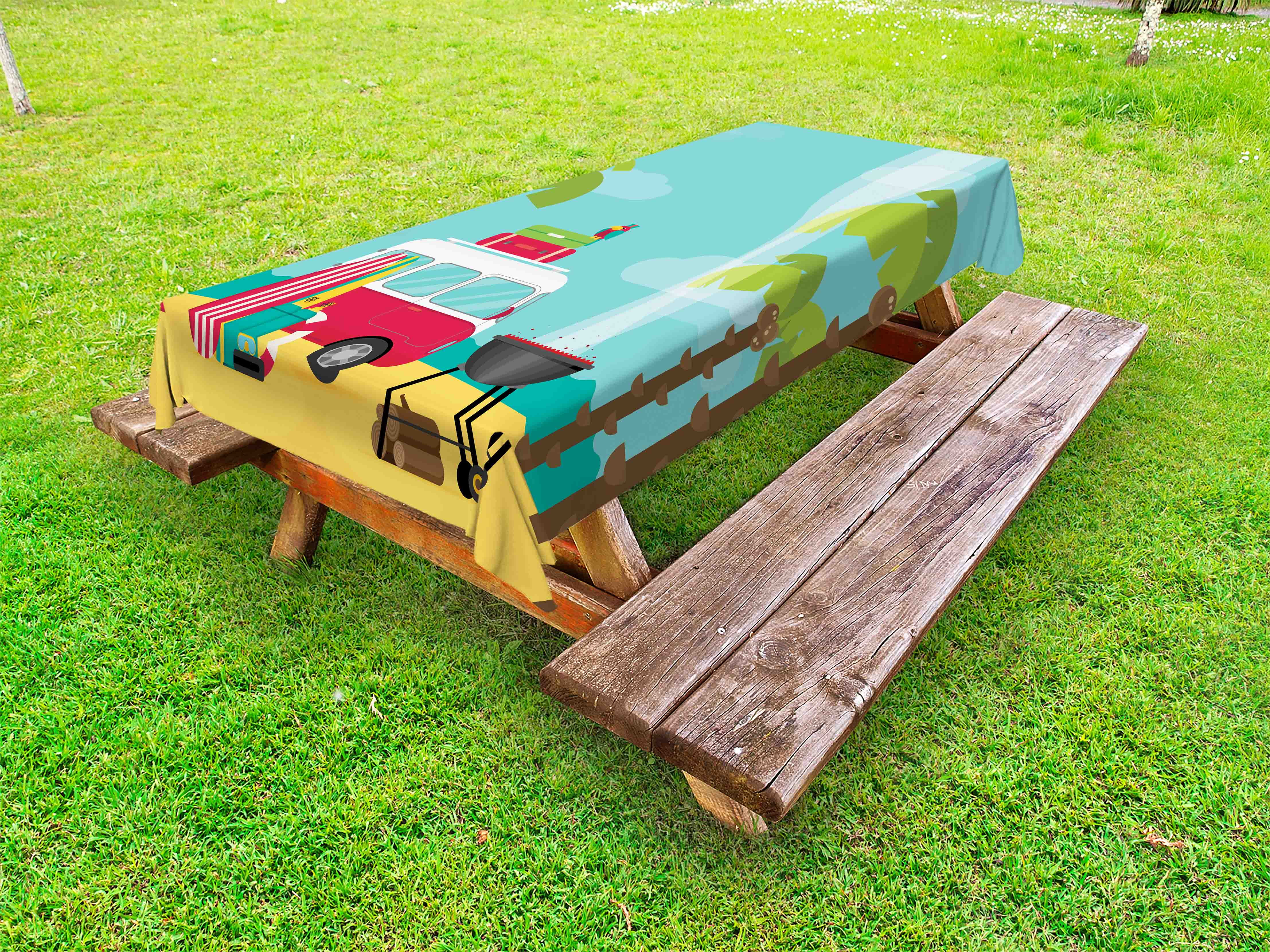Explore Outdoor Tablecloth, Caravan Camping with Barbeque and Surf ...