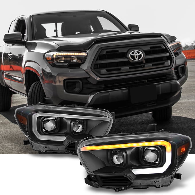 Fits 2016-2018 Toyota Tacoma TRD Sequential LED Square Black Projector ...