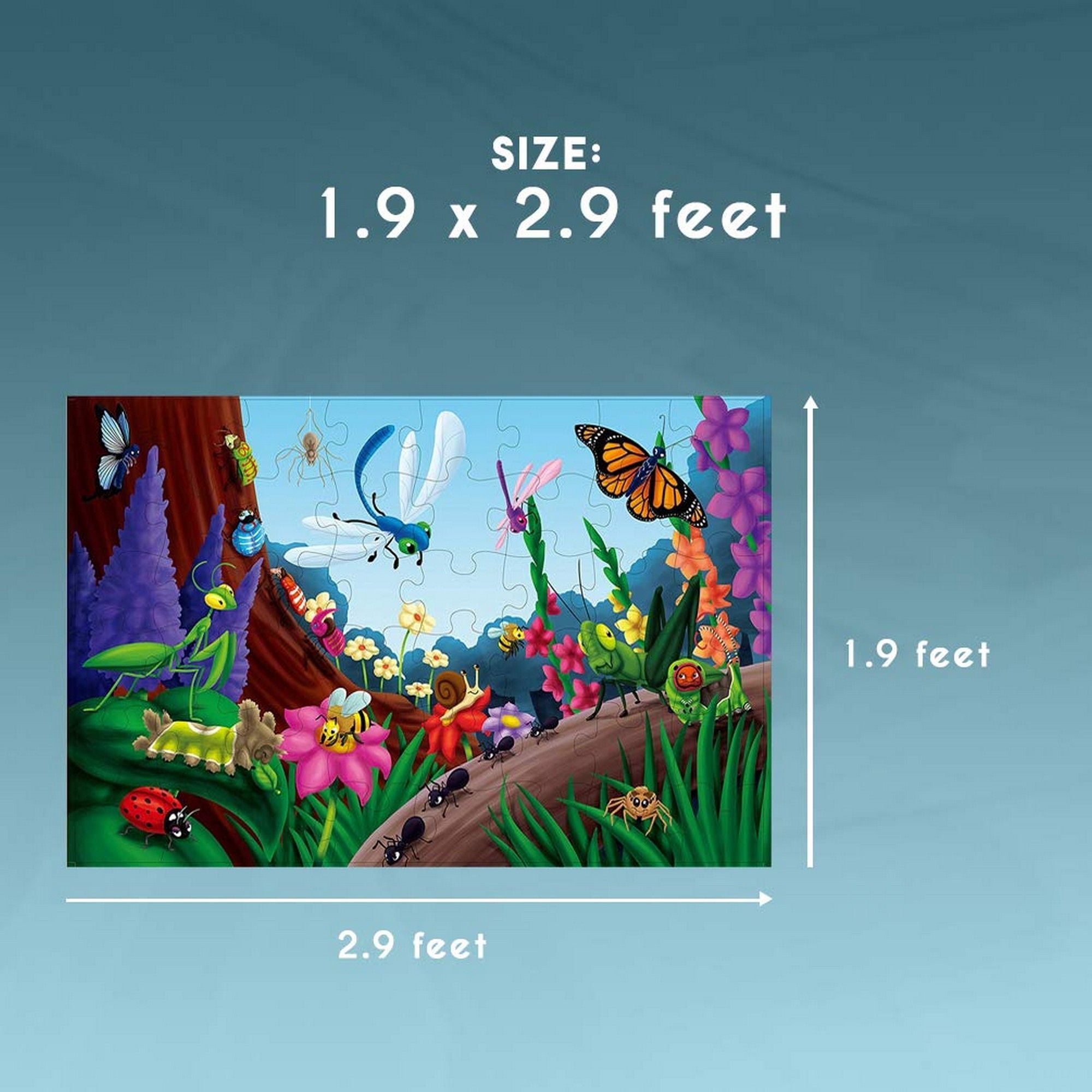 48-Piece Jumbo Floor Puzzles for Kids Age 3-6, Garden Bugs & Insects ...