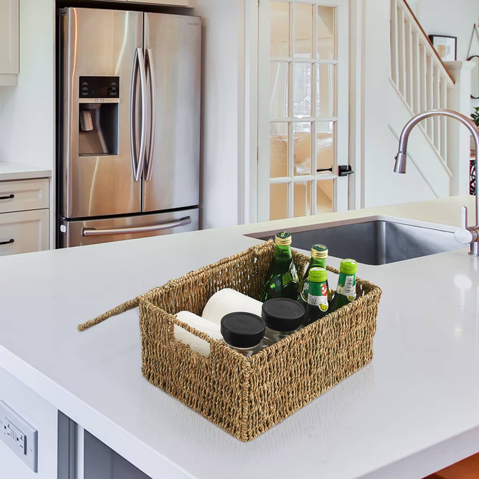 Buy Seagrass Baskets Lids Set of 4 Rectangular Wicker Basket With Lid ...