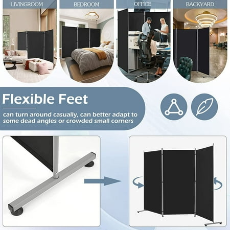 YODOLLA 3 Panel Privacy Room Divider, 4 FT Outdoor/Indoor Portable ...