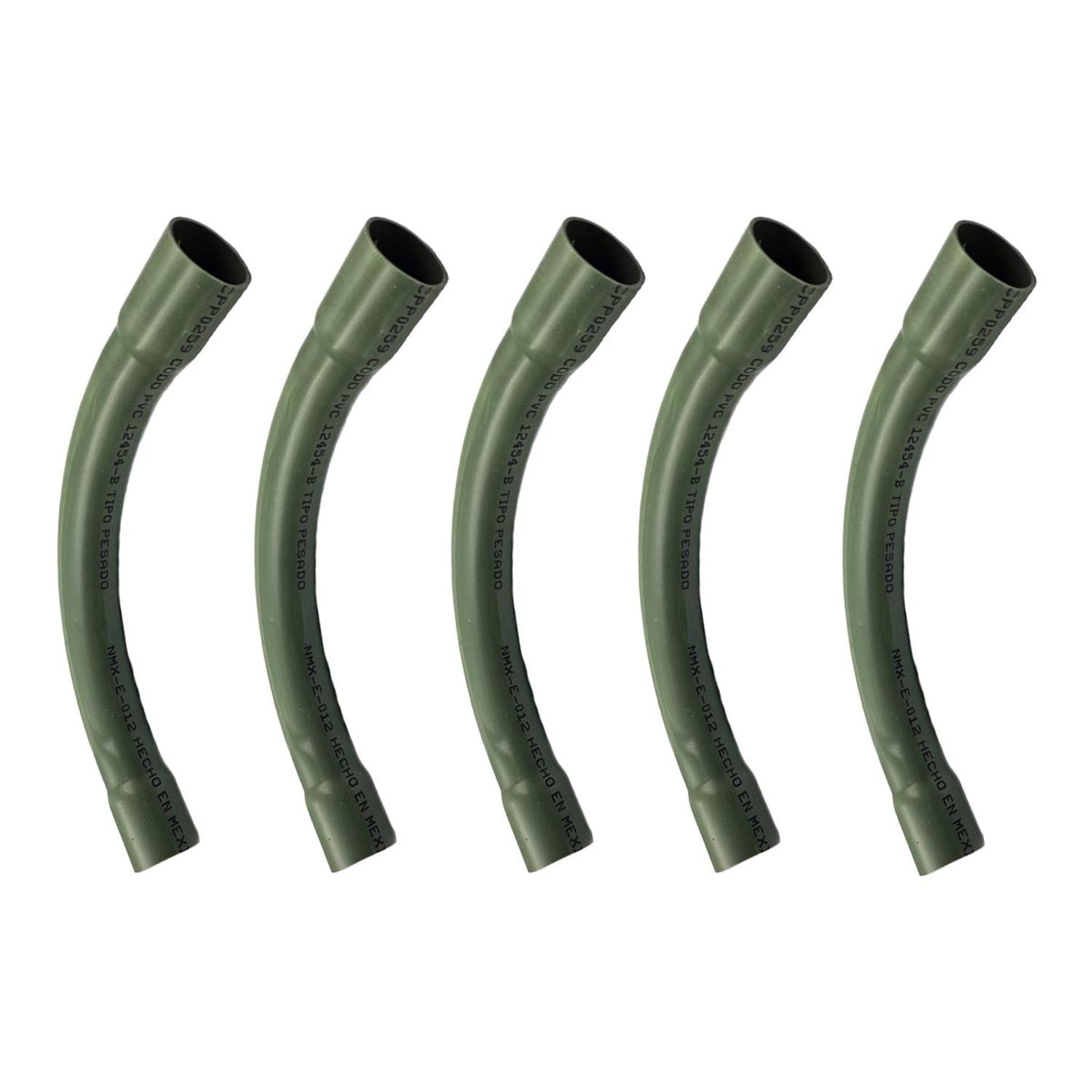 5 Pzs Codo Curvo 90° Conduit Verde Pvc Pesado 1 1/2 C/Cople verde 1 1/2 ...