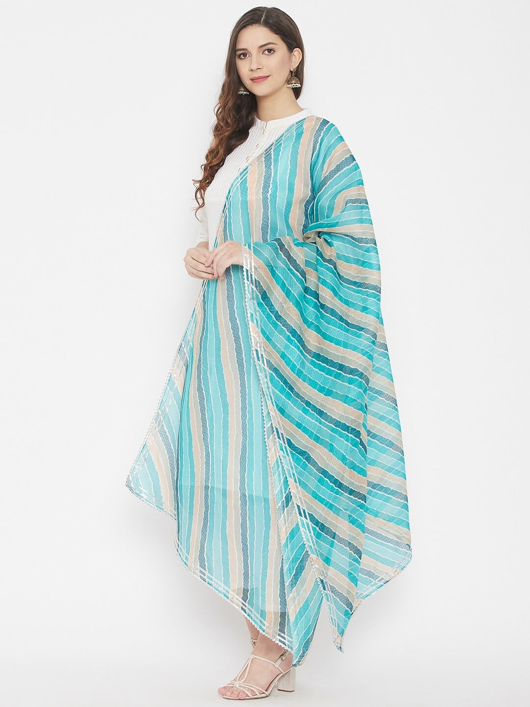 eloria Woman's Indian Ethnic Chunni, Cotton Blend Dyed Sky Blue Dupatta ...