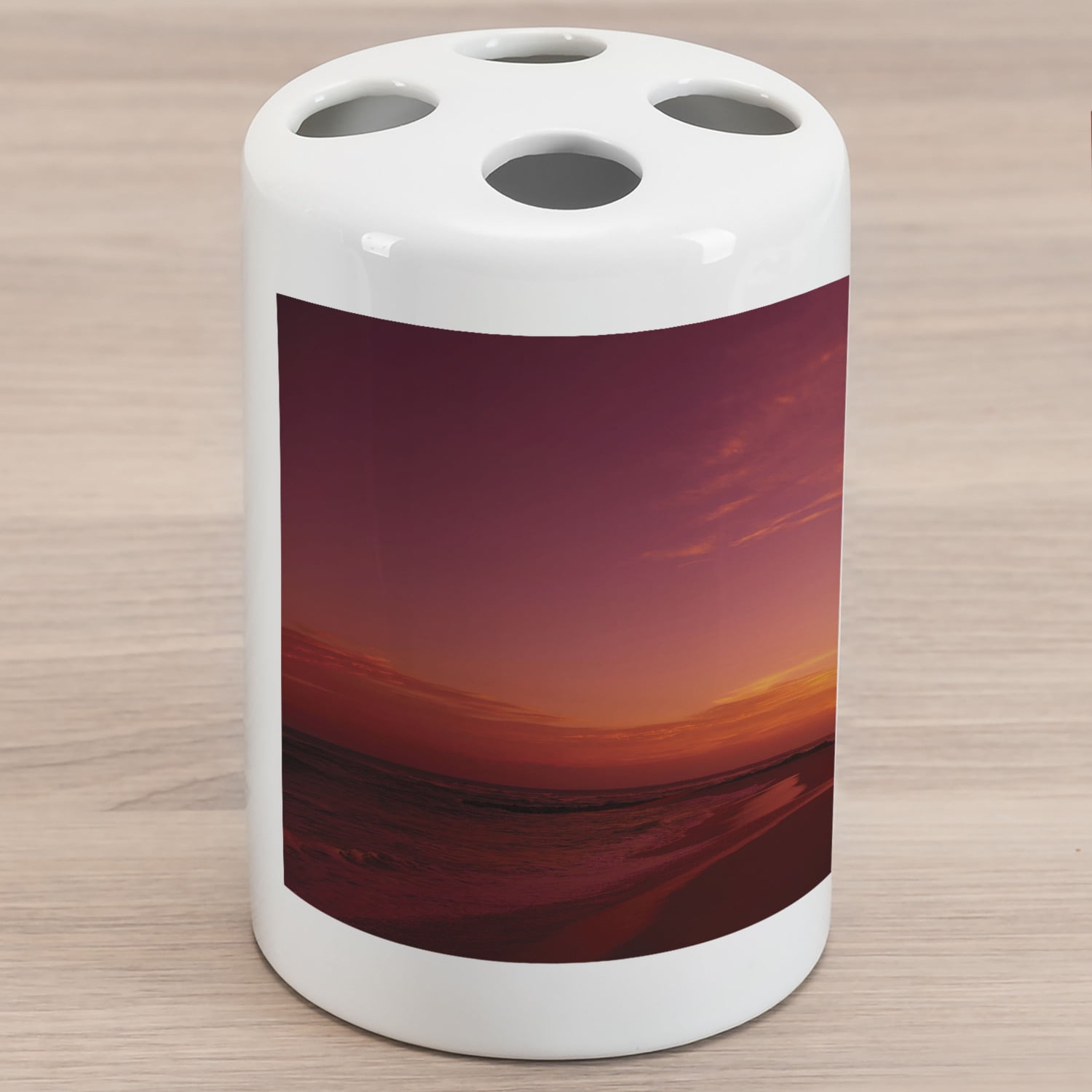 Ocean Ceramic Toothbrush Holder, Exotic Beach Photo over the Ocean ...