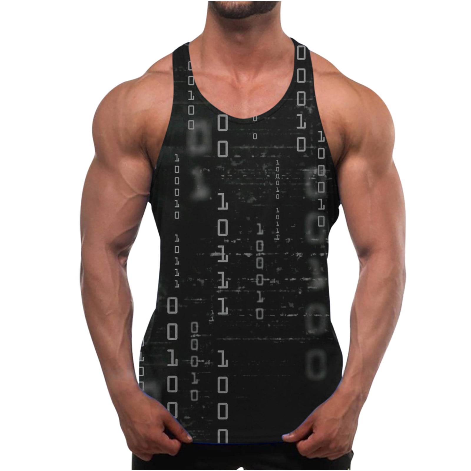 Mens Tank Top Beach Tank Tops Gym Workout Shirt Y-Back Sleeveless ...