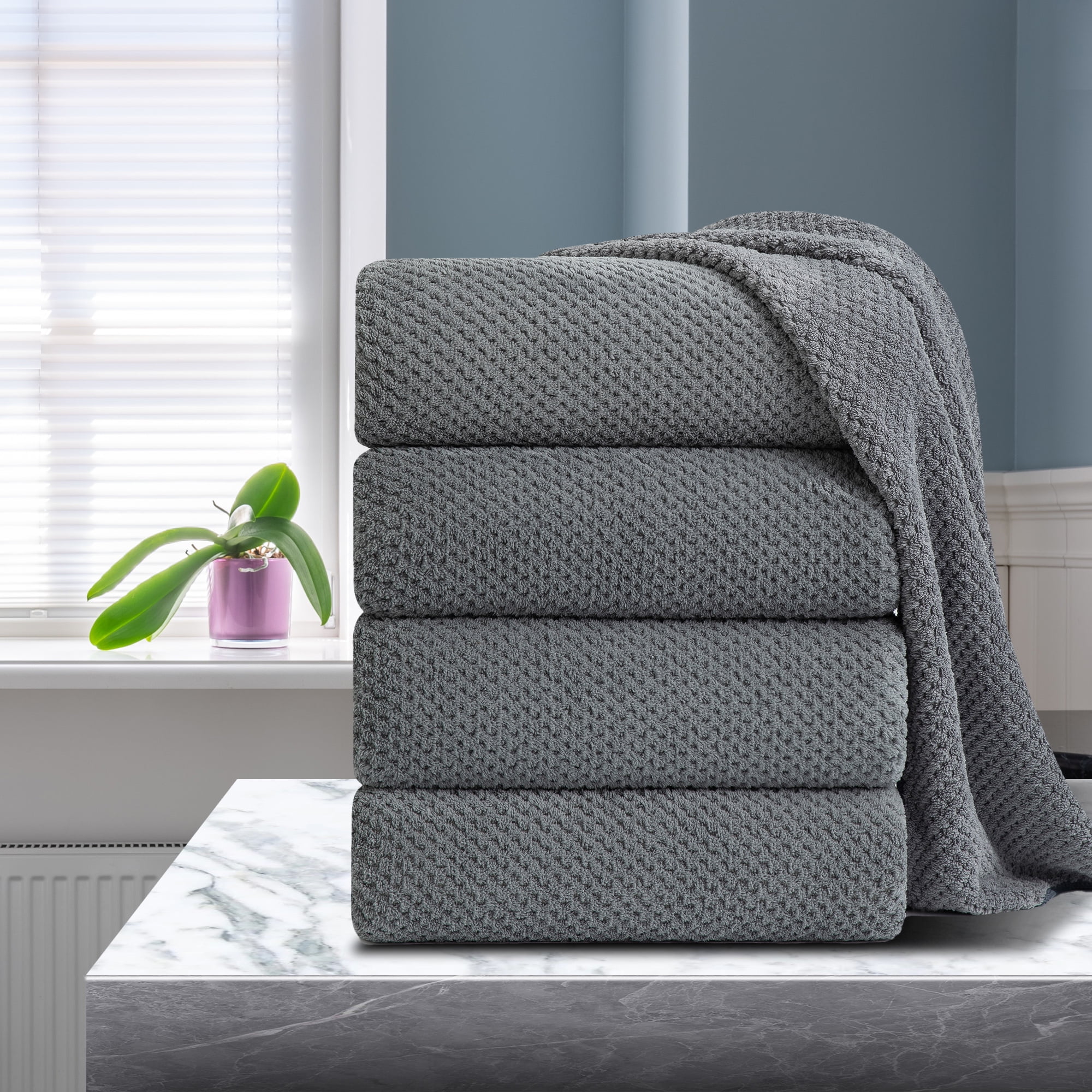 Smuge 4 Pcs Bath Towels Extra Large 35 x 70 Inches,600 GSM Ultra Soft ...