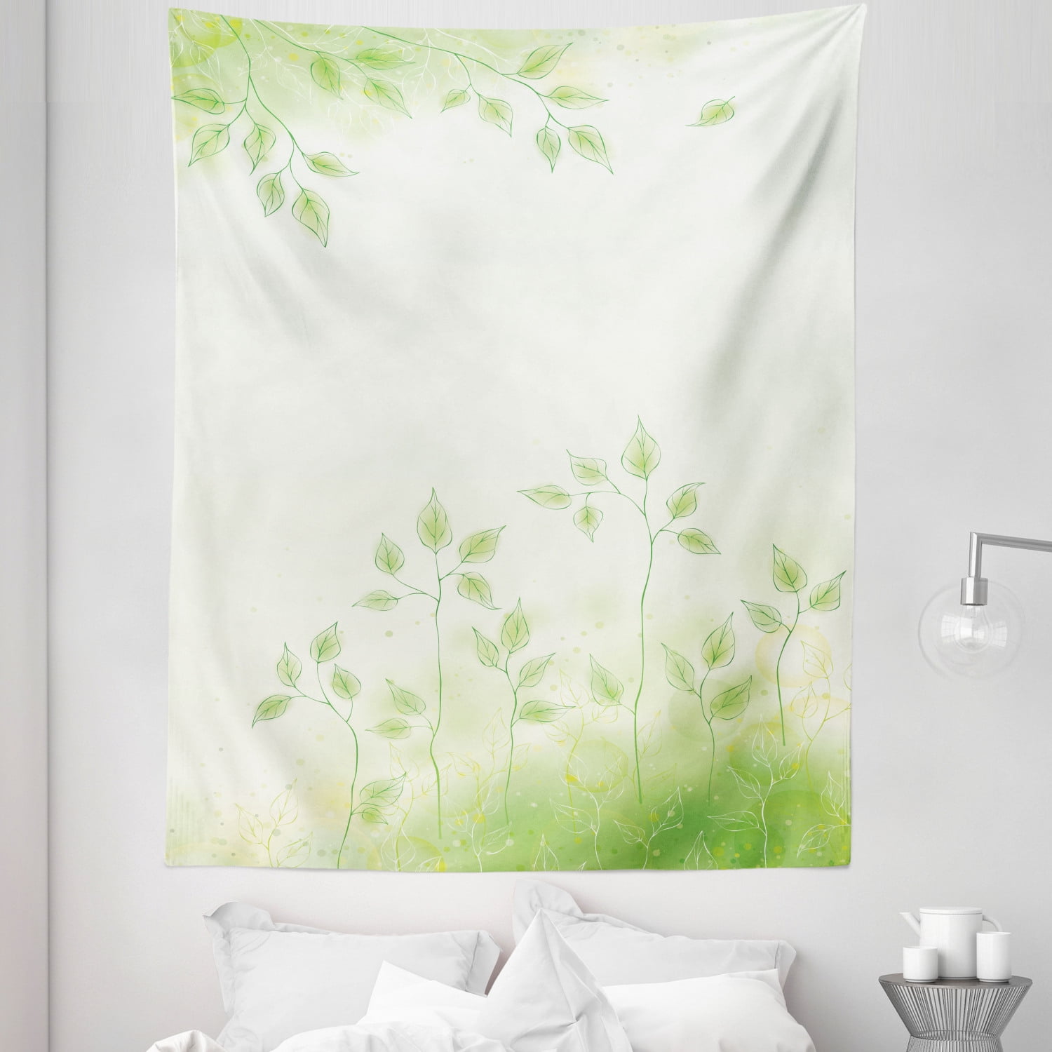 Green Tapestry, Fresh Foliage Design with Pastel Colored Leaves Botanic ...