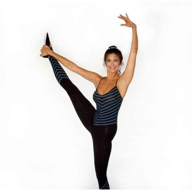 Lynda Carter - Holding Leg in Striped Unitard Photo Print (8 x 10 ...