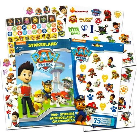 PAW Patrol Stickers & Tattoos Party Favor Pack (295 Stickers & 75 ...