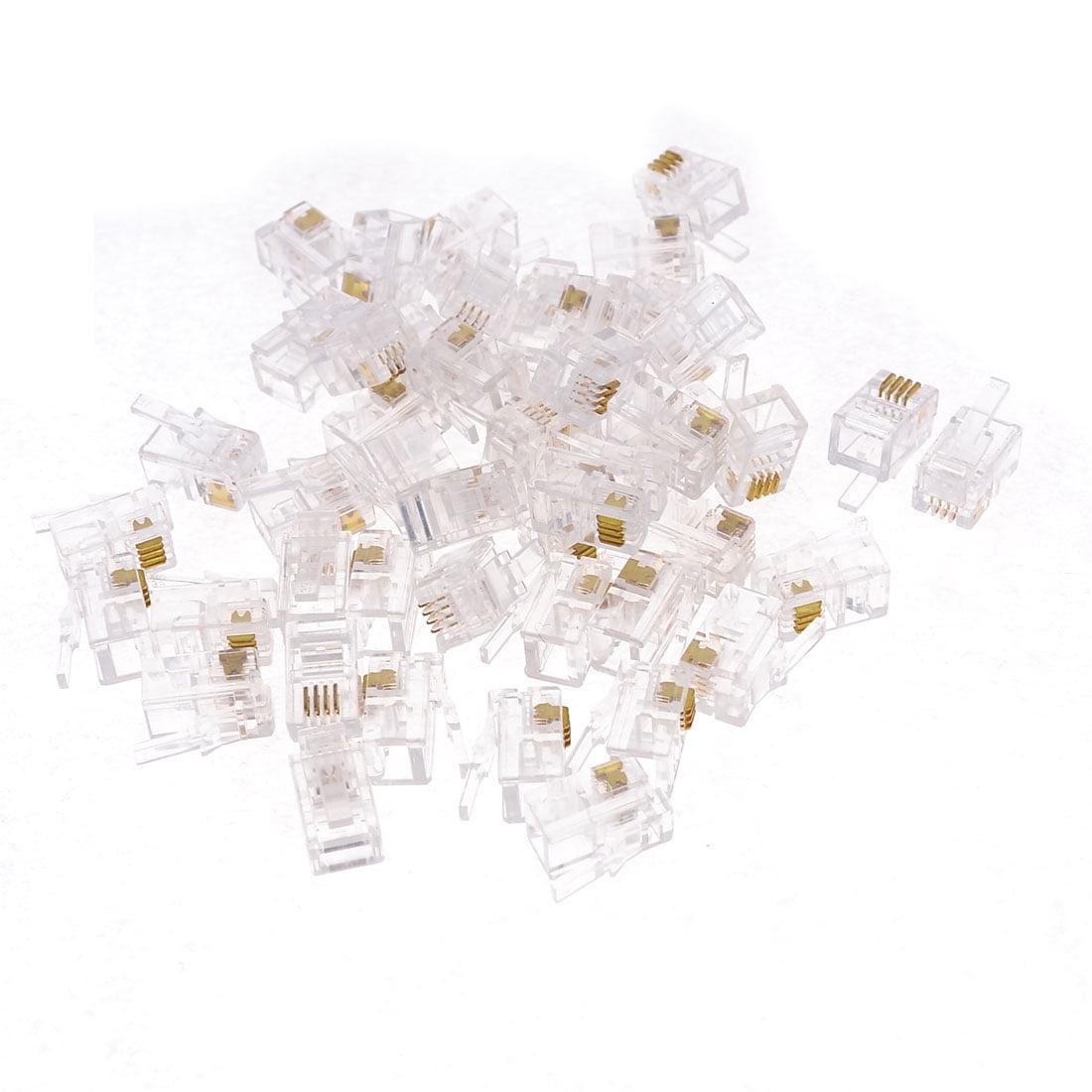 50 Pcs Telephone Cable Parts 4P4C RJ9Plug Jack Connector Socket