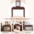3-in-1 Vanity Desk with Flip Mirror, Classic Wood Dressing Table with 2 ...