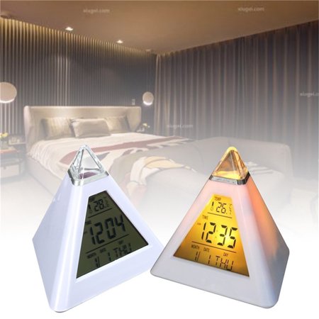 AIHOME Triangle Pyramid Bell Mute Alarm Clock Perpetual Calendar ...