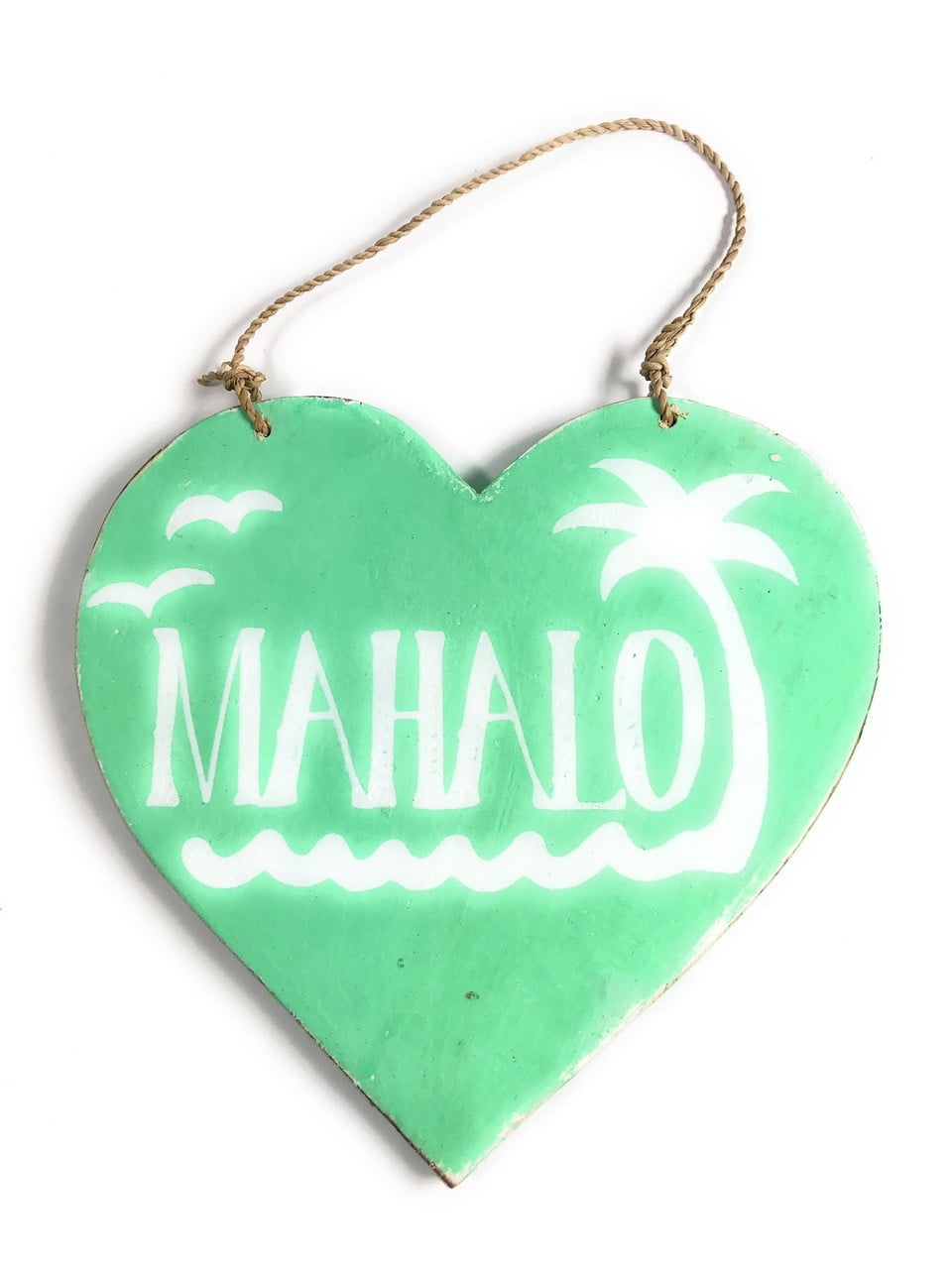 Wooden "Mahalo" Heart Sign 5" - Turquoise | #snd25117t - Walmart.com