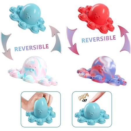 HTCM Octopus Pop its Fidget Toy, 2 Pack Push Pop Reversible Octopus ...