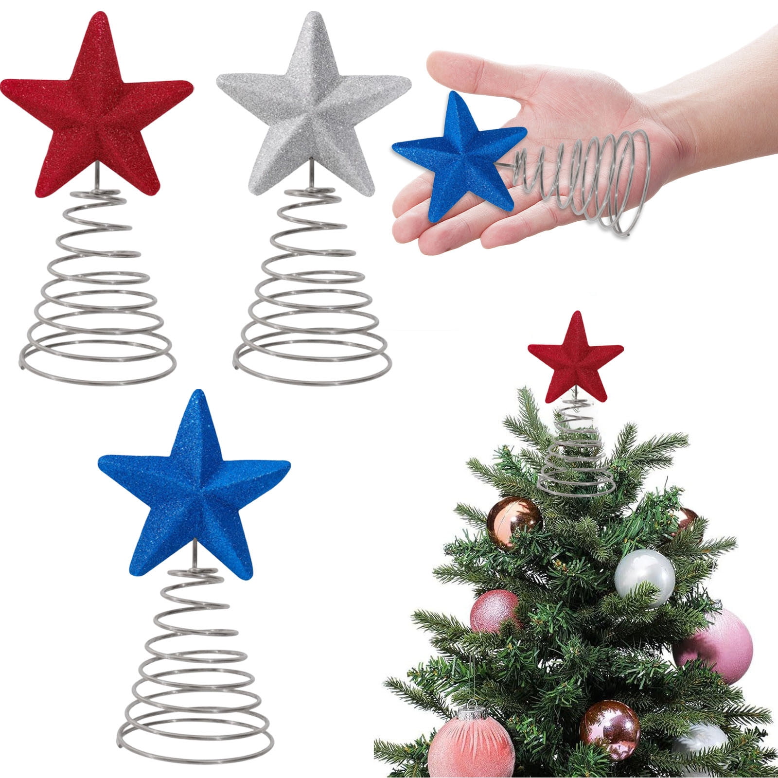 Independence Day Star Tree Topper - Metal Hueco Irrompible Rojo Azul ...