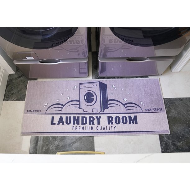 Soft Woven 24x56 Laundry Room Rug 85% Cotton Funny Non Skid Laundry ...