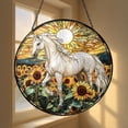 Country Horse Sunflower Scene Glass Suncatcher Window Hanging ...