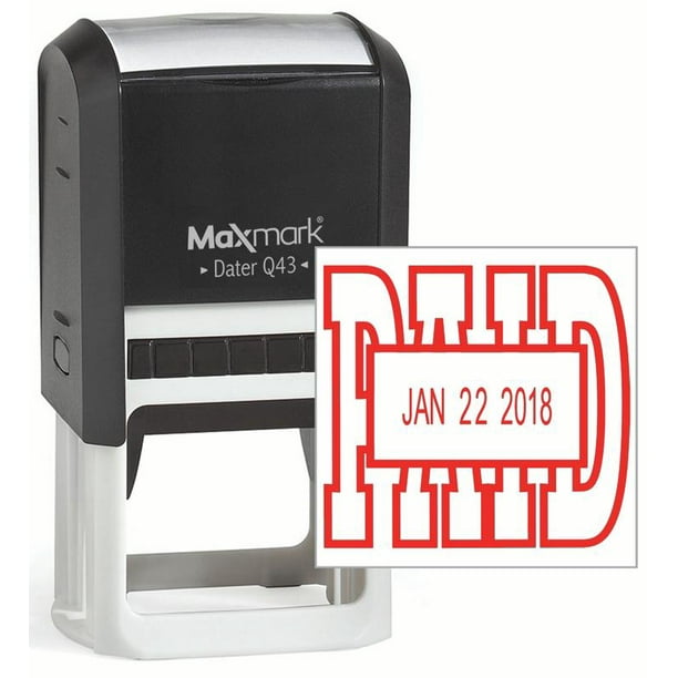 MaxMark Q43 (Large Size) Date Stamp with "PAID" Self Inking Stamp - Red ...