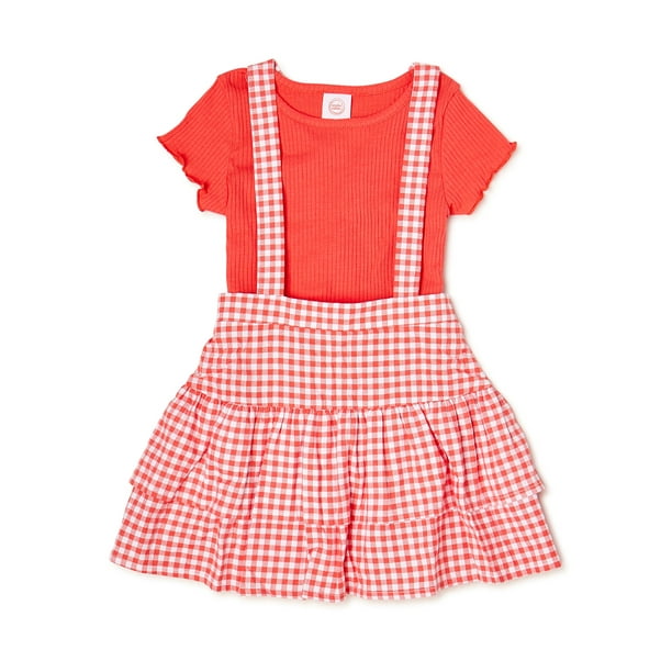 Wonder Nation Baby and Toddler Girls’ Pinafore Set, 2-Piece Outfit Set, Sizes 12M-5T - Walmart.com
