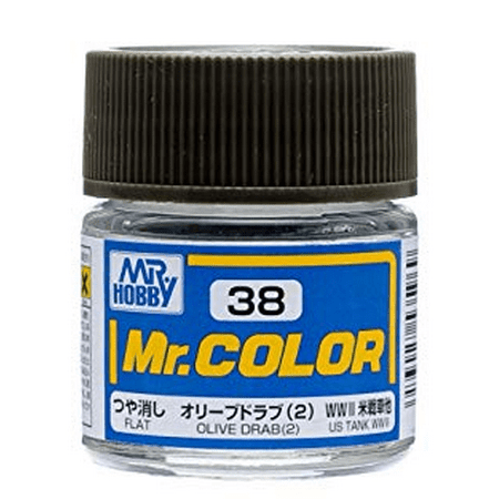 Mr. Color 38 - Olive Drab (2) Flat/US Tank WWII (C38) Plastic Model Kit ...
