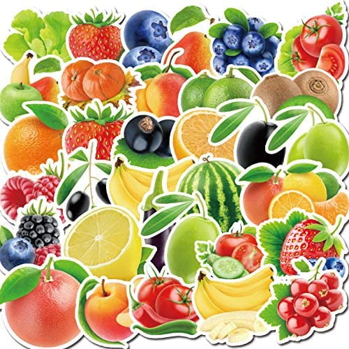 Pack of 100 Fruit Vegetable Stickers, Laptop,Skateboard, Vinyl ...
