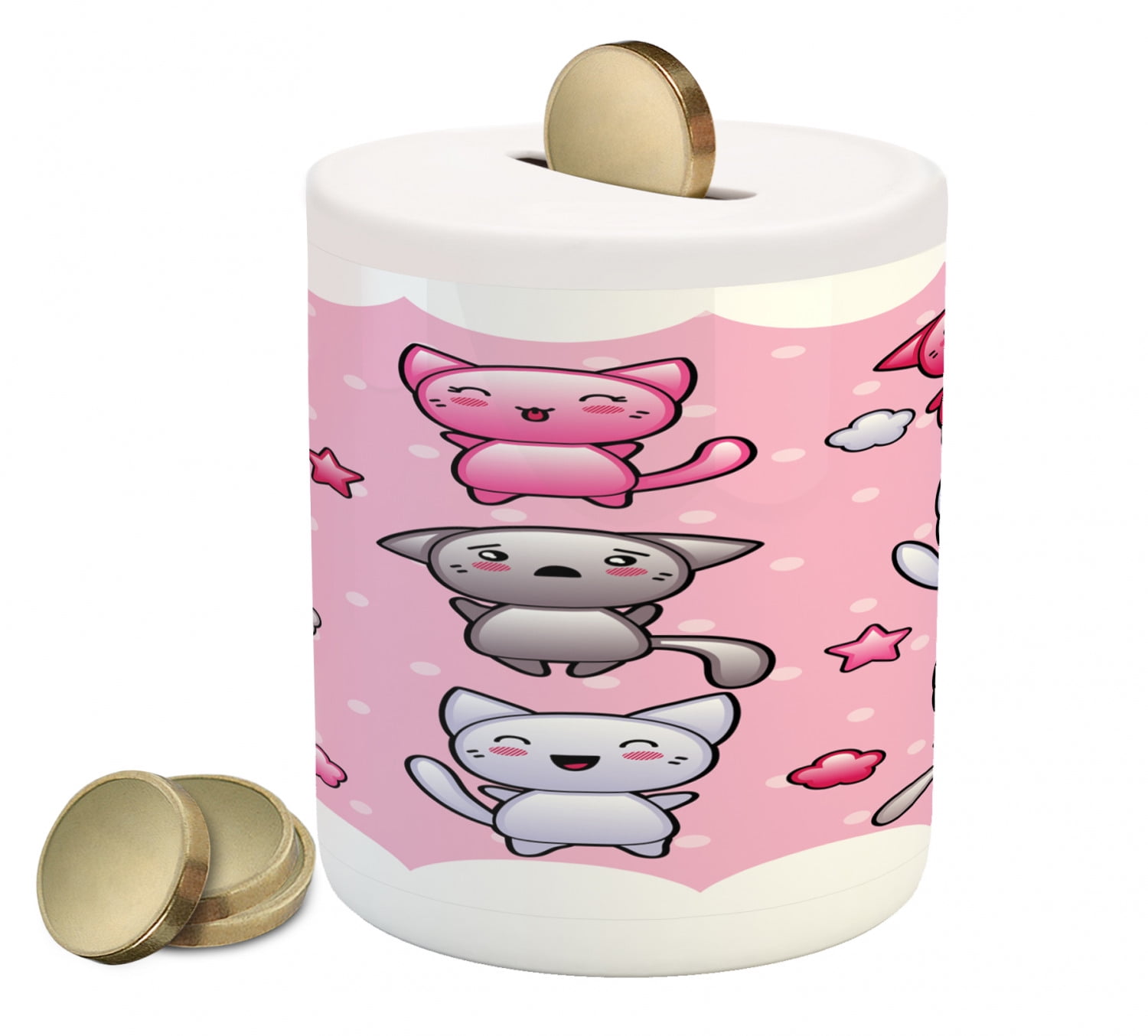 Anime Piggy Bank, Kitty Doodles Emotions Funny Animal Lover Theme ...