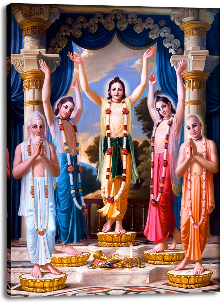 Krishna Culture CV52SB Sri Pancha Tattva / Lord Caitanya - Print on Canvas 12" x 16" - Walmart.com