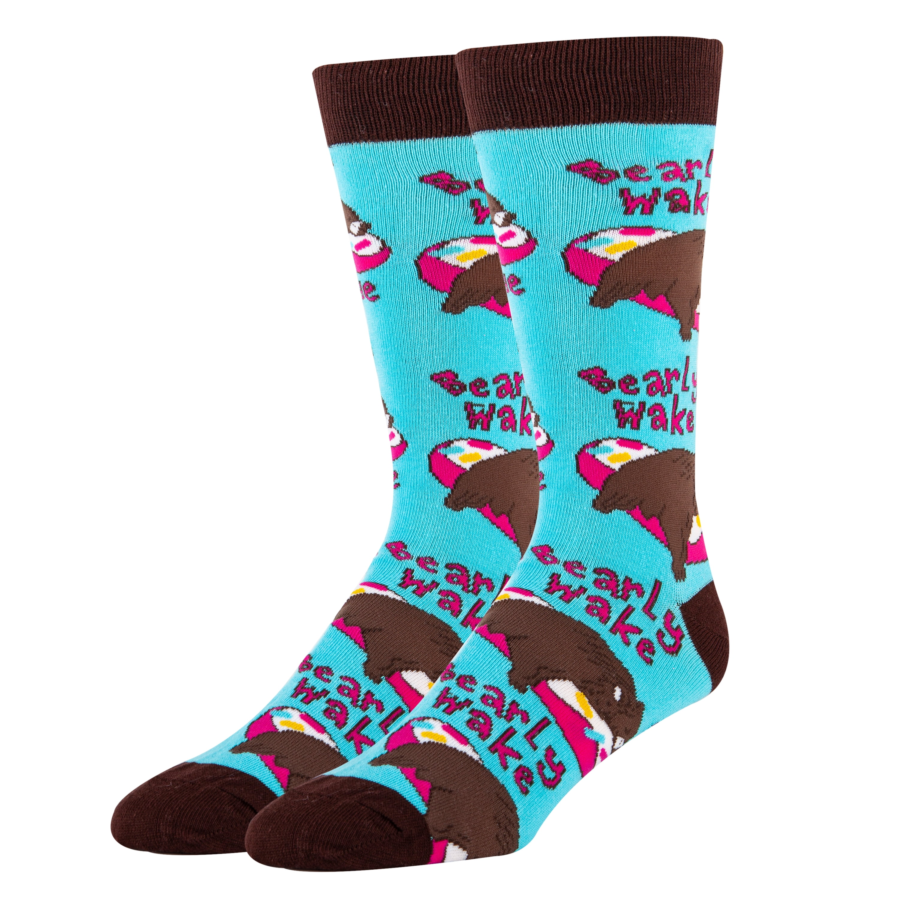 Oooh Yeah Men's Funny Novelty Crew Socks, Colorful Dress Socks, Bearly ...