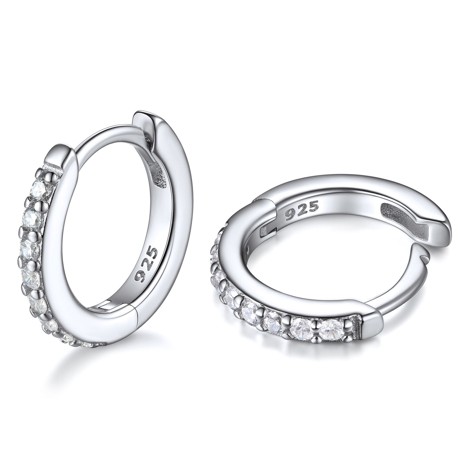 ChicSilver 925 Sterling Silver Small Hoop Earrings for Women Cubic ...