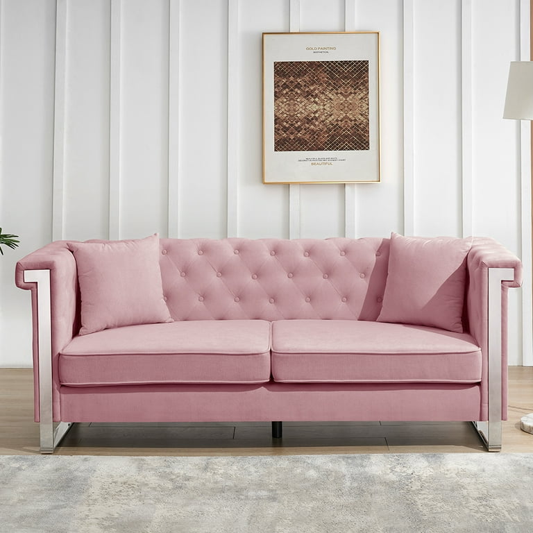 Hot Pink Tufted Sofa | Baci Living Room
