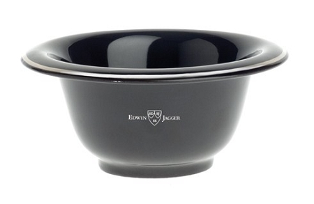 Edwin Jagger Black Porcelain Shaving Soap Bowl with Silver Rim ...