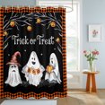 Bathroom Shower Curtain Happy Halloween Ghost Boo Pumpkin Witch Hat ...